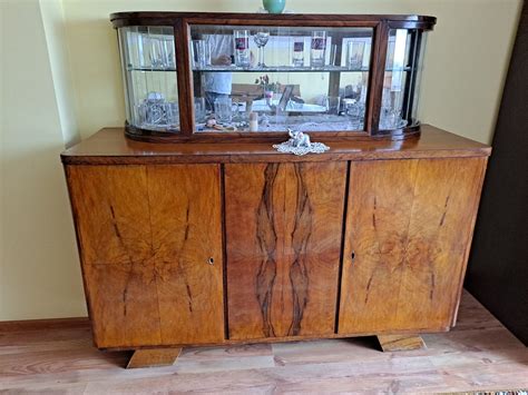 Kredens antyk oryginał lata 60 te komoda witryna barek drewniany Łosino