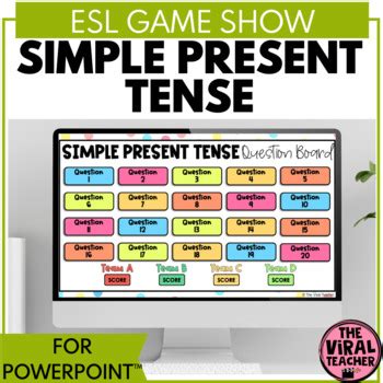 ESL Grammar Skills Simple Present Tense Activity ELA Game Show Exercises