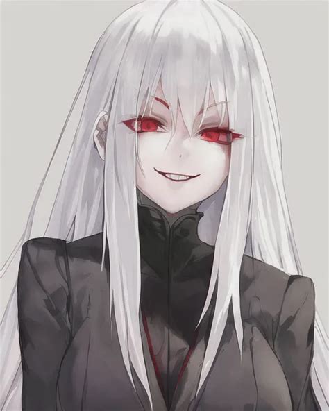 White Hair Anime Girl Vampire Cheeky Ai Photo Generator Starryai