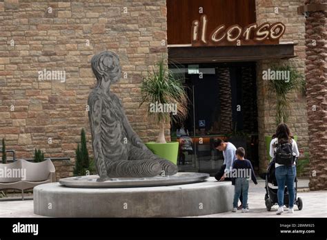 Statue In Front Of Il Corso Restaurant In Palm Springs CA Stock Photo
