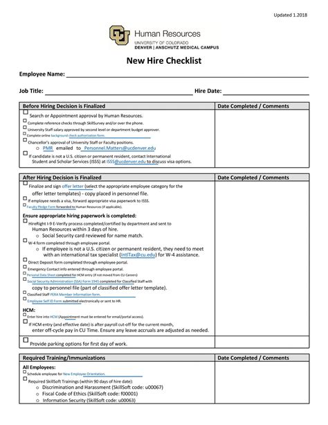 Printable 50 Useful New Hire Checklist Templates Forms ᐅ Templatelab