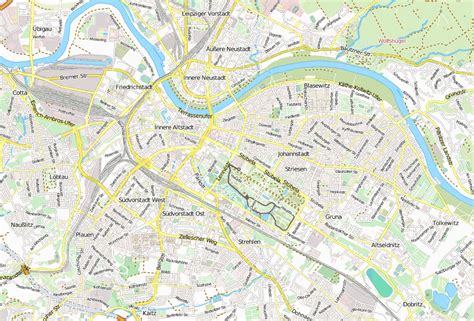 Gläserne Manufaktur Stadtplan mit Satellitenfoto und Hotels von Dresden