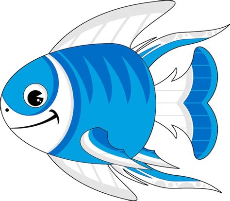 Peixes Tropicais Azuis E Brancos Bonitos Dos Desenhos Animados Isolados