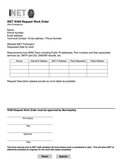 Fillable Online INET WAN Request Work Order Fax Email Print PdfFiller