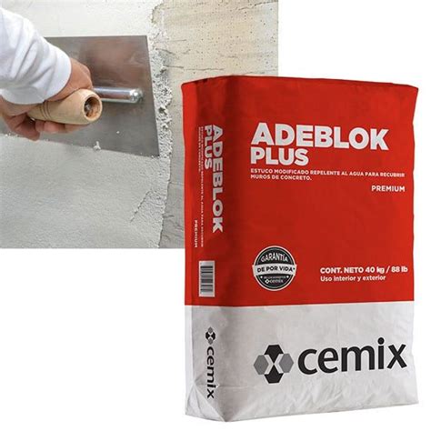 Adeblok Plus Cemix Estuco Modificado Repelente Al Agua