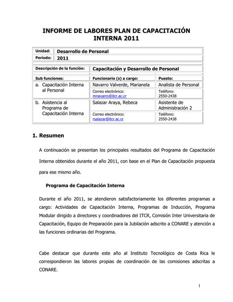 FORMATO PARA EL INFORME DE LABORES