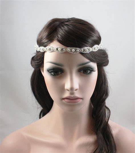 RAMONA Vintage Inspired Crystal And Pearl Bridal Headband Wedding