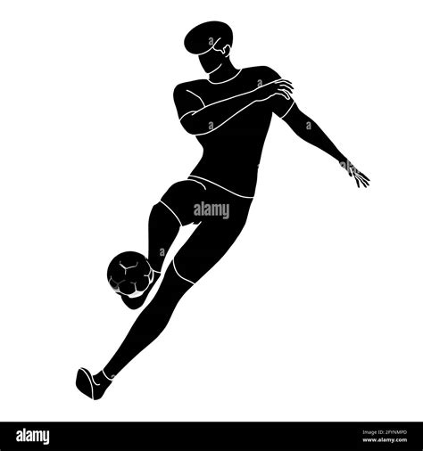 Silueta De Un Hombre De Dibujos Animados Pateando Una Pelota Mientras