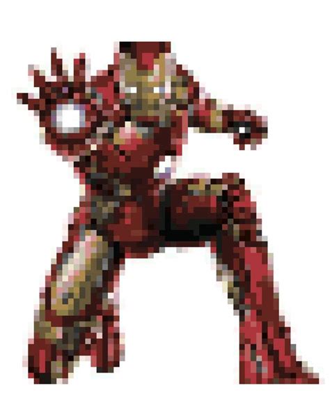 Iron Man Pixel Art Grid