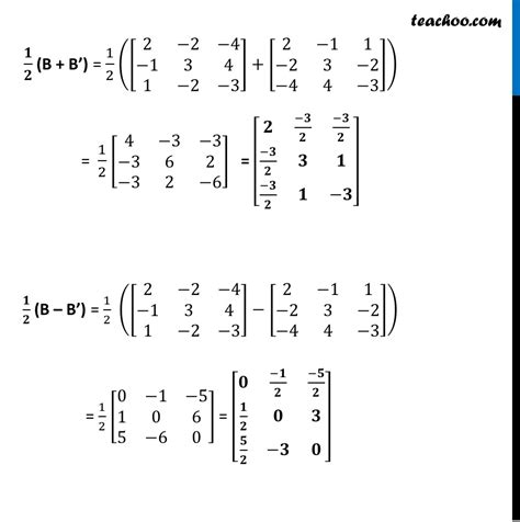example 22 express matrix b as sum of symmetric and skew