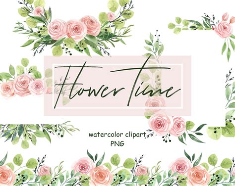 Pink Roses Frame Watercolor Floral Frame Clipart Watercolor Floral Bo