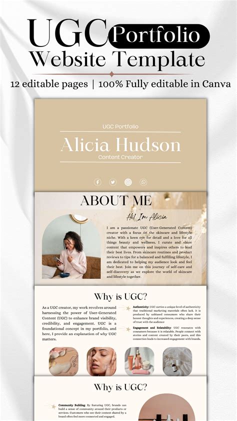Ugc Portfolio Template Ugc Website Template Ugc Media Kit Ugc Canva
