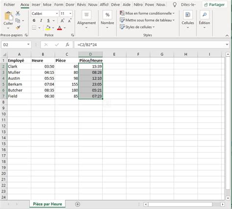 Ntroduire 116 Imagen Formule Excel Pour Calculer Les Heures De Travail