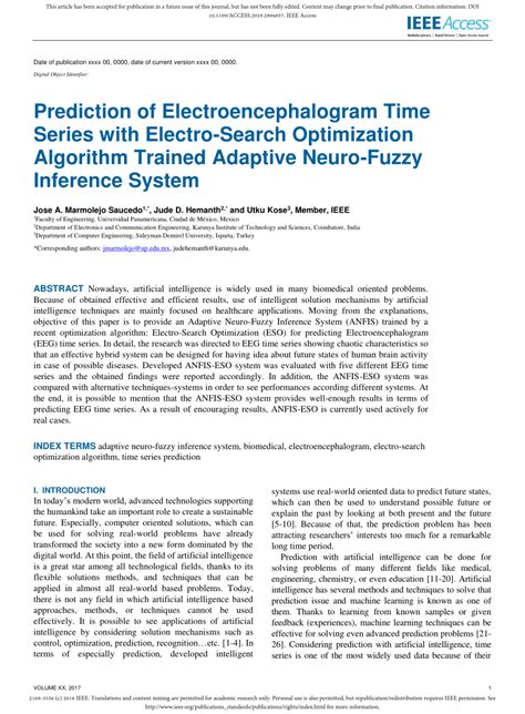 pdf prediction of electroencephalogram time series with electro search optimization algorithm