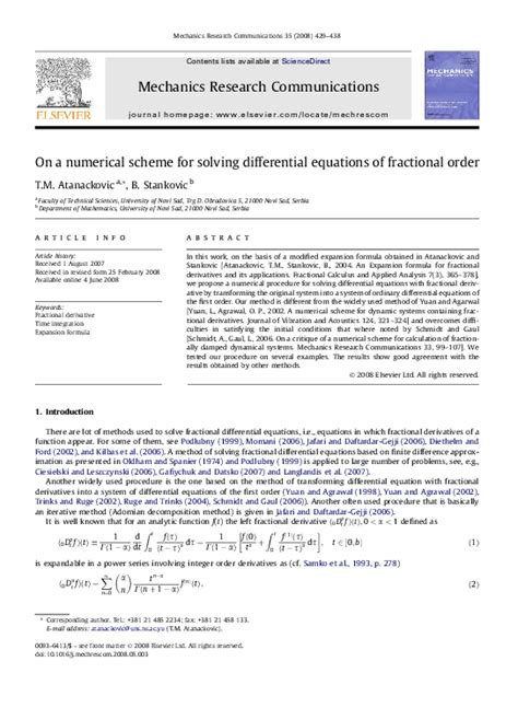 pdf on a numerical scheme for solving differential equations of fractional order teodor