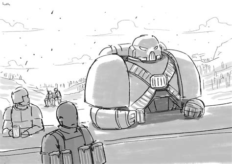 Adeptus Astartes And Astra Militarum Warhammer 40k Drawn By