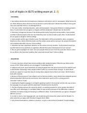 List Of Topics In Ielts Writing Exam Pt Docx List Of Topics In Ielts