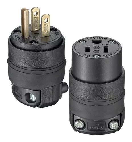 Contacto Colgante Y Clavija Uso Rudo Cr Pr Leviton Color Negro