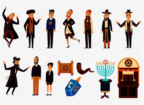 Coleção De ícones De Personagens De Desenhos Animados Judeus