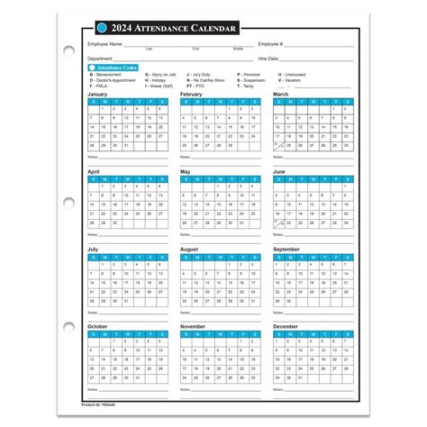 Attendance Calendar For From Laborlawcenter