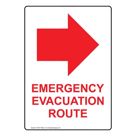 Emergency Evacuation Route Right Arrow Sign Or Label