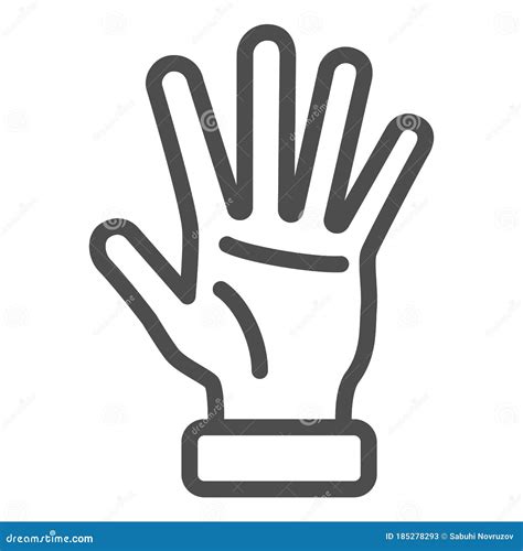 Five Fingers Gesture Line Icon Hand Gestures Concept Greeting Sign On