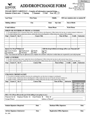 Fillable Online Add Drop Change Form Fax Email Print PdfFiller