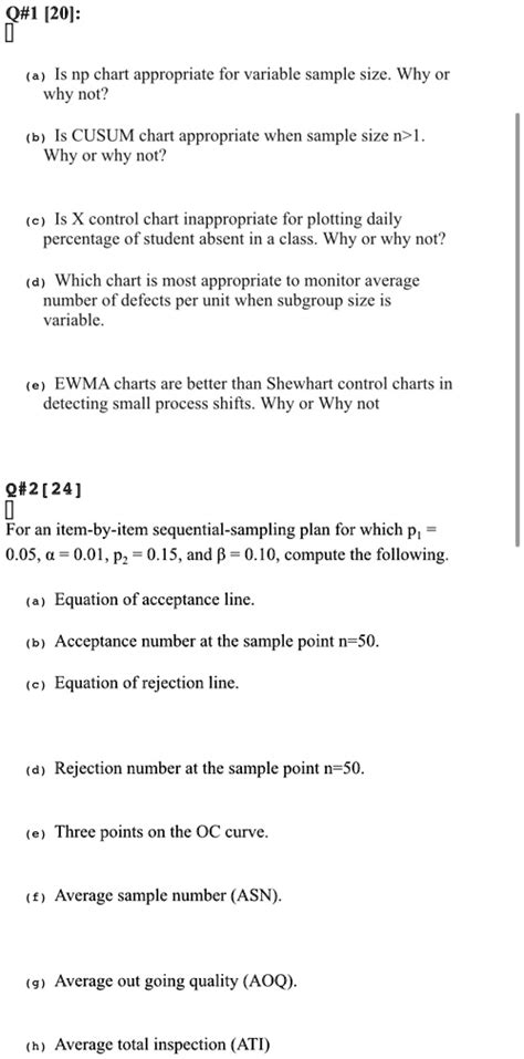 solved a is np chart appropriate for variable sample size why or why not b is cusum chart