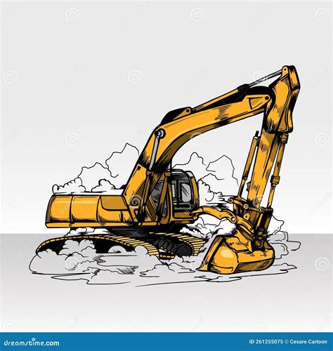 Cartoon Excavator Stock Vector Illustration Of Mascot 261255075