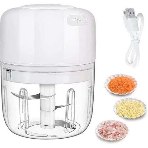 Mini Hachoir Électrique Sans Fil TRAHOO H2644 Blanc