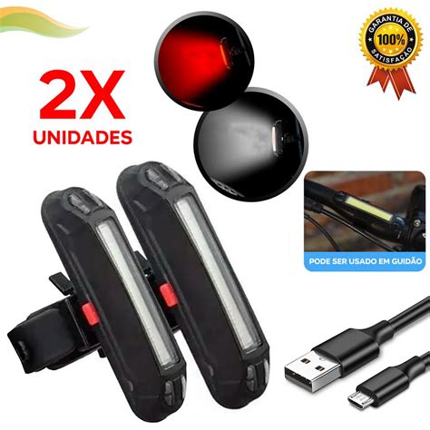 Farol Bike Recarregavel Duas Cores Dianteiro E Traseiro Lanterna