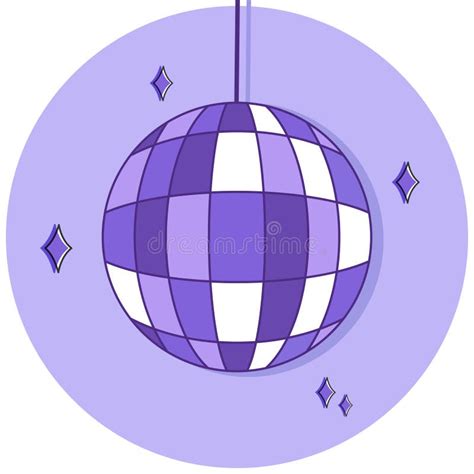Sparkling Bright Disco Ball In Purple Colors Vector Stock Illustration
