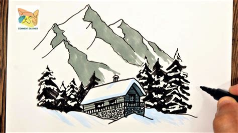Comment Dessiner Un Chalet De Montagne YouTube