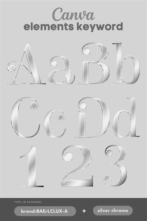 Silver Chrome Metallic Text Effect Canva Elements Keyword Graphic