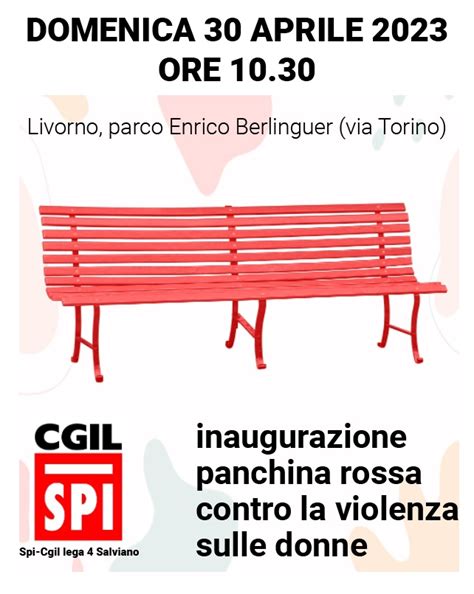 LIVORNO DOMENICA 30 APRILE ALLE ORE 10 30 INAUGURAZIONE PANCHINA ROSSA