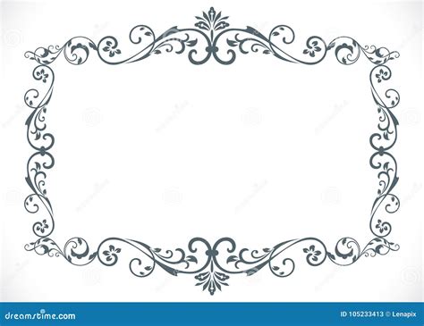 Marco Floral Blanco Y Negro Del Vintage Ilustración del Vector