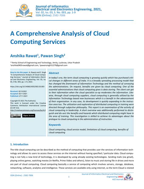 pdf a comprehensive analysis of cloud computing services