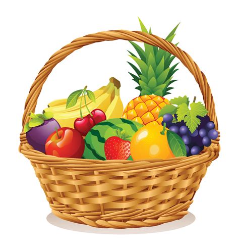 Wicker Basket With Fruits Vector Illustration 21488639 Vector Art At