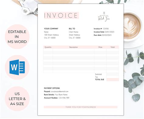 Editable Invoice Template Pdf Logo