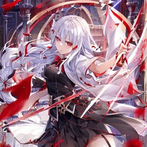 Anime Girl With White Hair And Sword