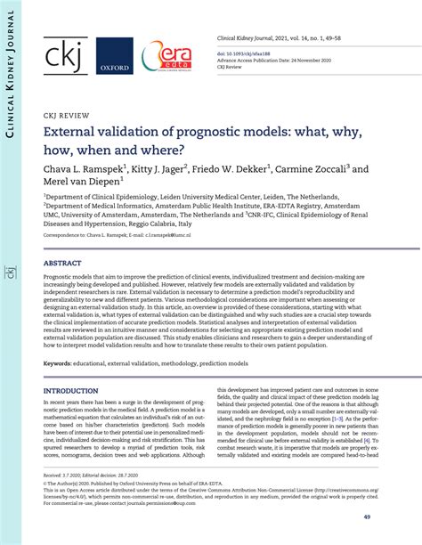 pdf external validation of prognostic models what why how when and where