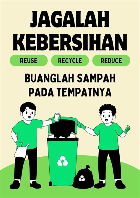 Krem Minimalis Poster Buanglah Sampah Pada Tempatnya Templates By