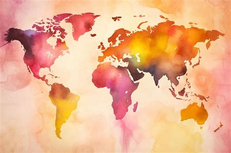 Um mapa múndi colorido a palavra mundo Foto Premium