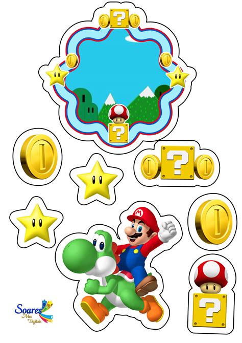Topo de Bolo Super Mário GRÁTIS Super mario bros party ideas Festa