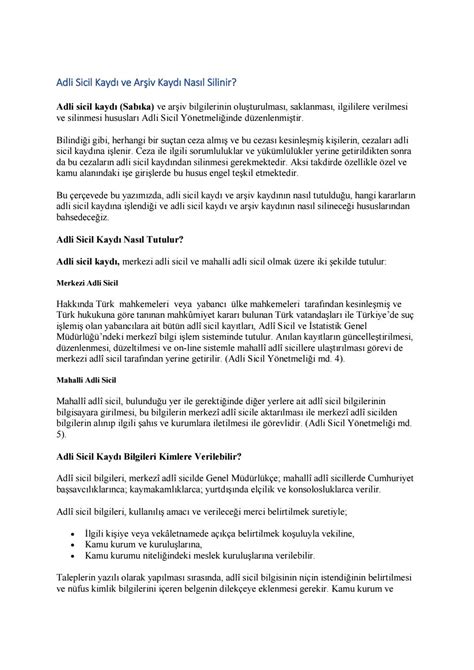 Adli Sicil Kaydı ve Arşiv Kaydı Nasıl Silinir by Or Hukuk ve