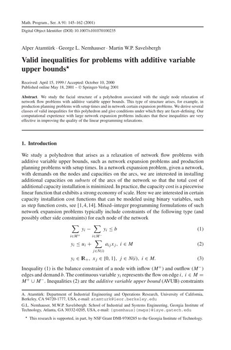 pdf valid inequalities for problems with additive variable upper bounds