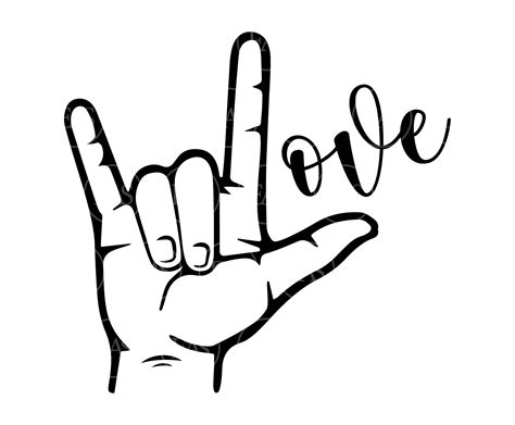 Asl I Love You Hand Sign Language Png Svg Dxf Cut File Printable Hot