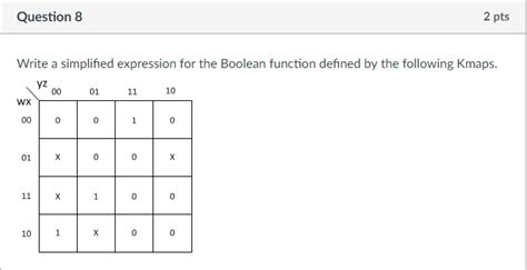 solved write a simplified expression for the boolean