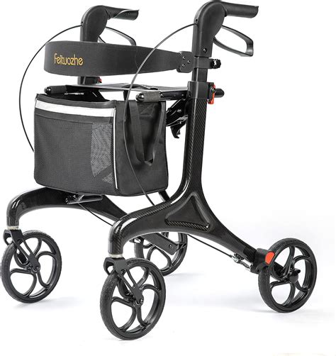Leichter 5 5kgs Carbon Fiber Walker für Senioren mit Sitz Rollator