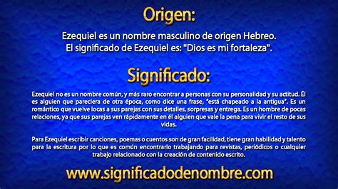 Significado de Ezequiel Qué significa Ezequiel YouTube